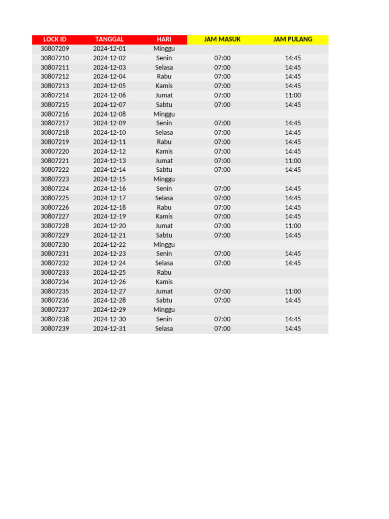 Template Absensi | PDF