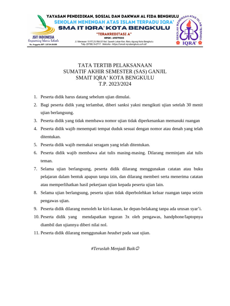 Tata Tertib Peserta Didik | PDF