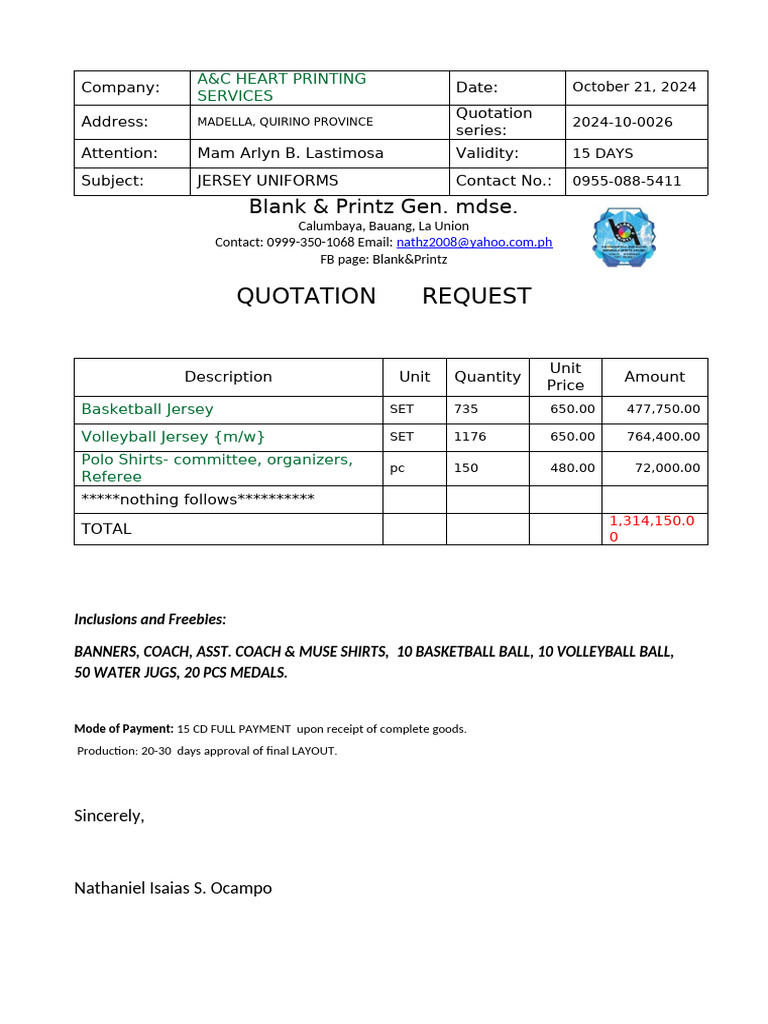 Quotation Request | PDF
