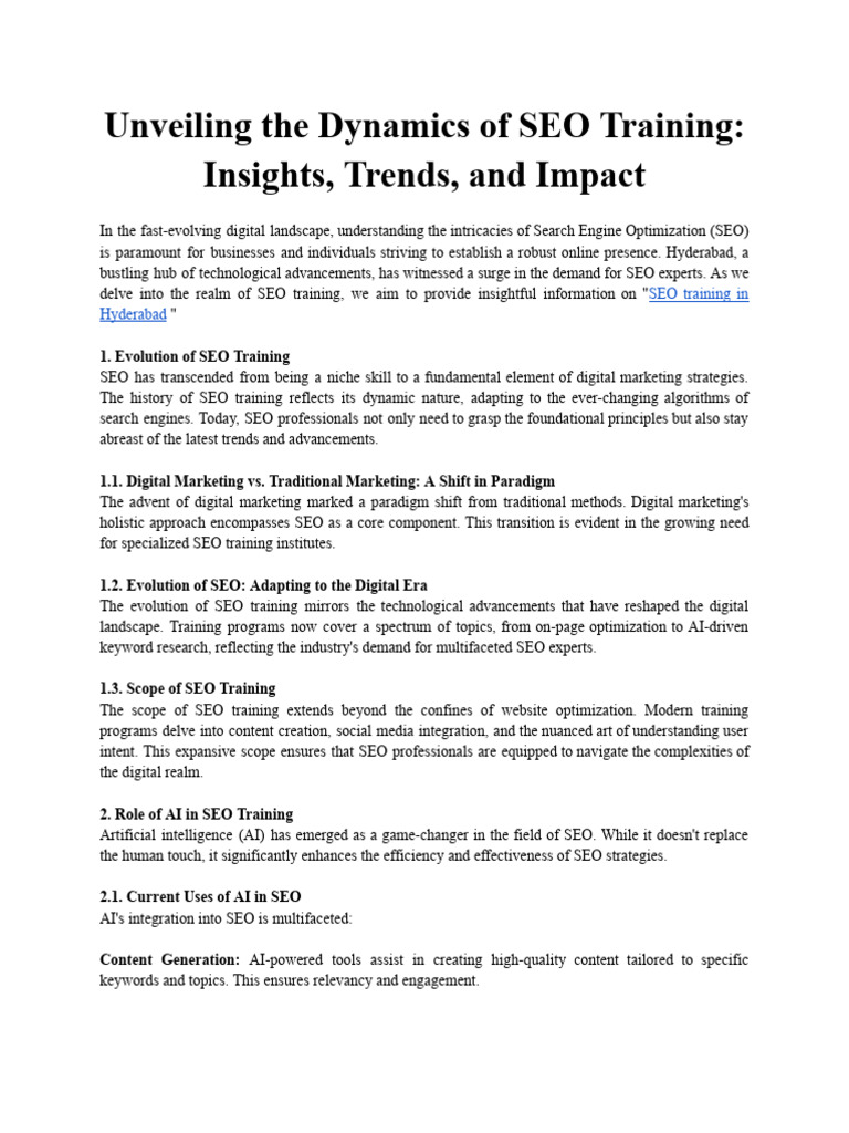 Unveiling The Dynamics of SEO Training - Insights, Trends, and Impact ...