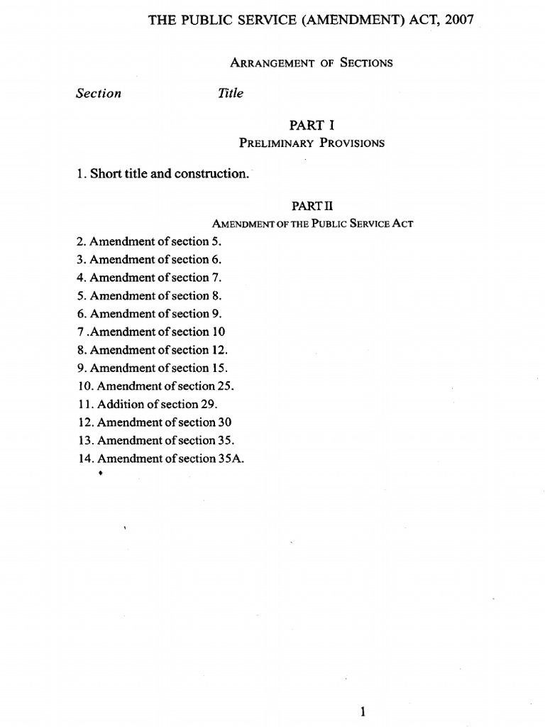 Public Service Amendment Act 2007 | PDF | Governance | Statutory Law