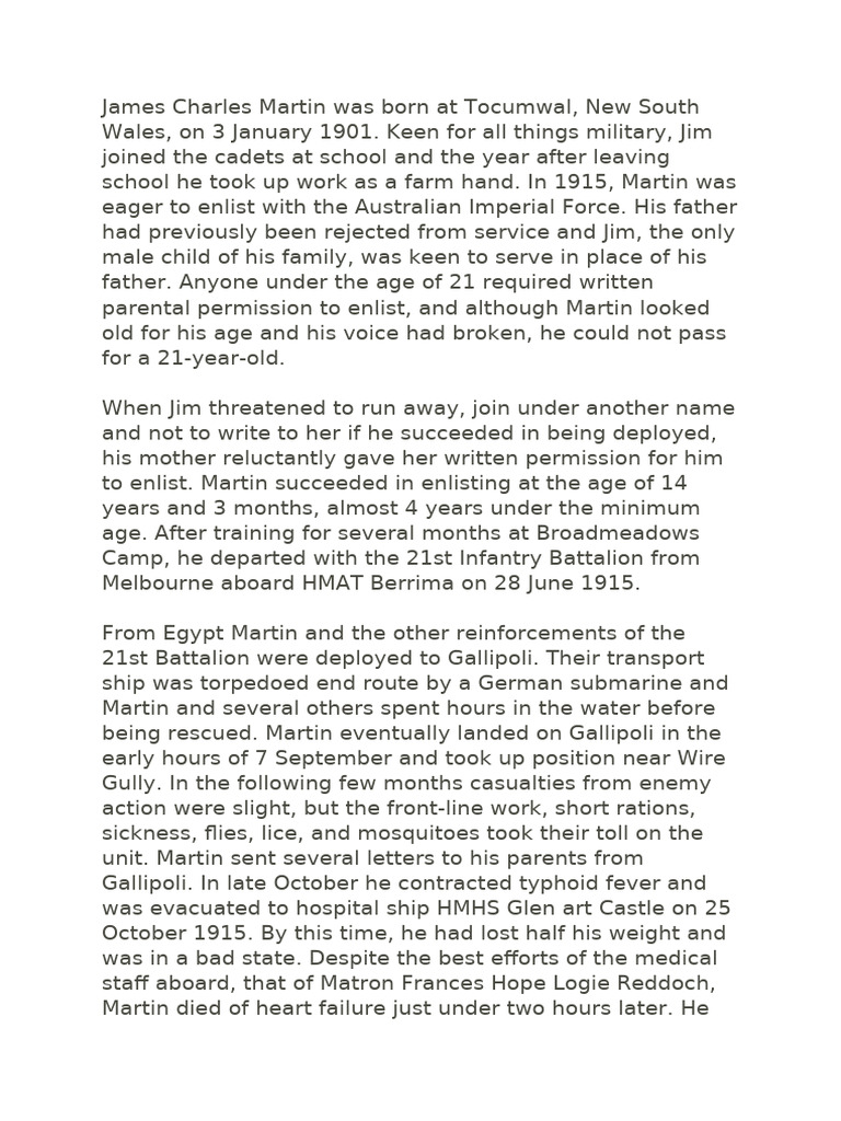 James Charles Martin Was Born at Tocumwal | PDF