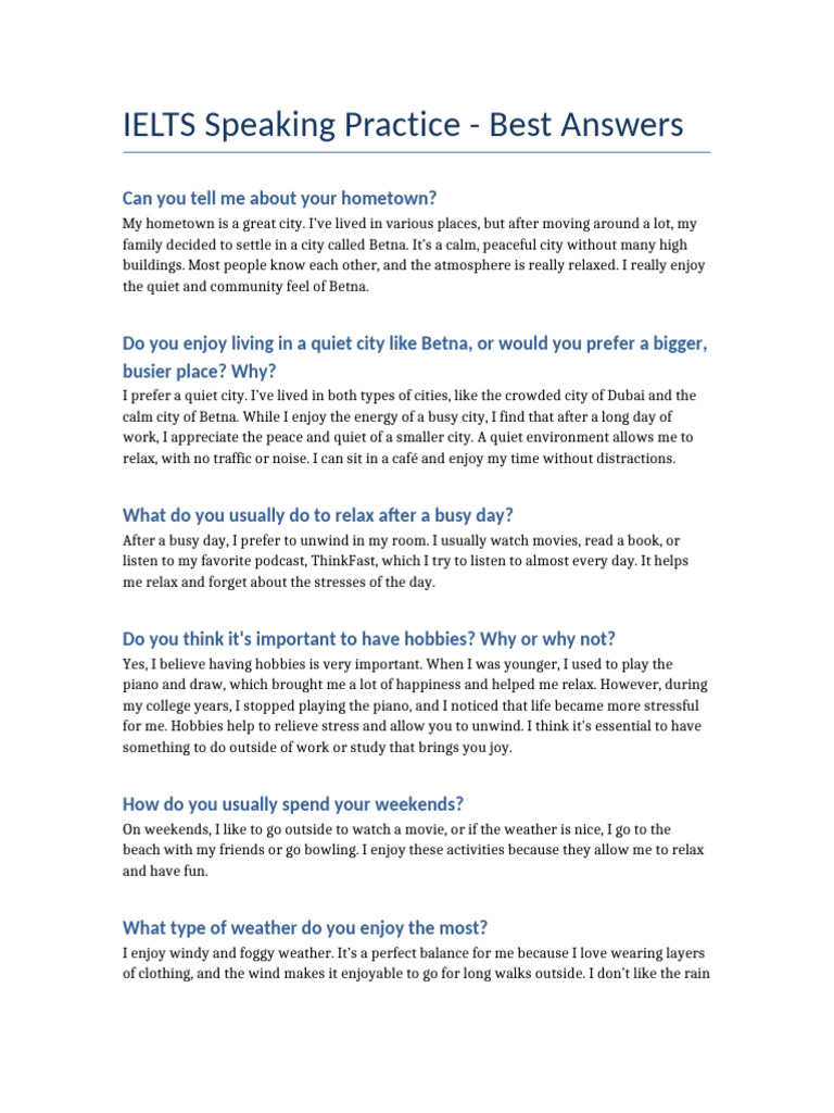 IELTS Speaking Tips for Students | PDF