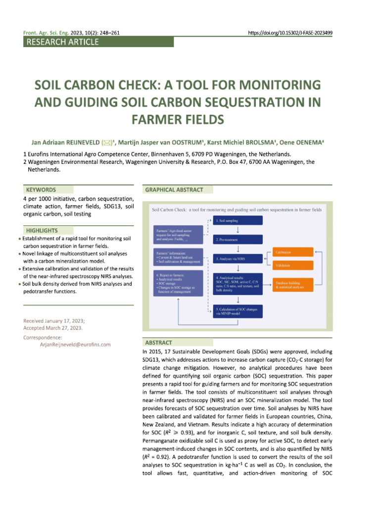 Soil Carbon Check A Tool For Monitoring | PDF