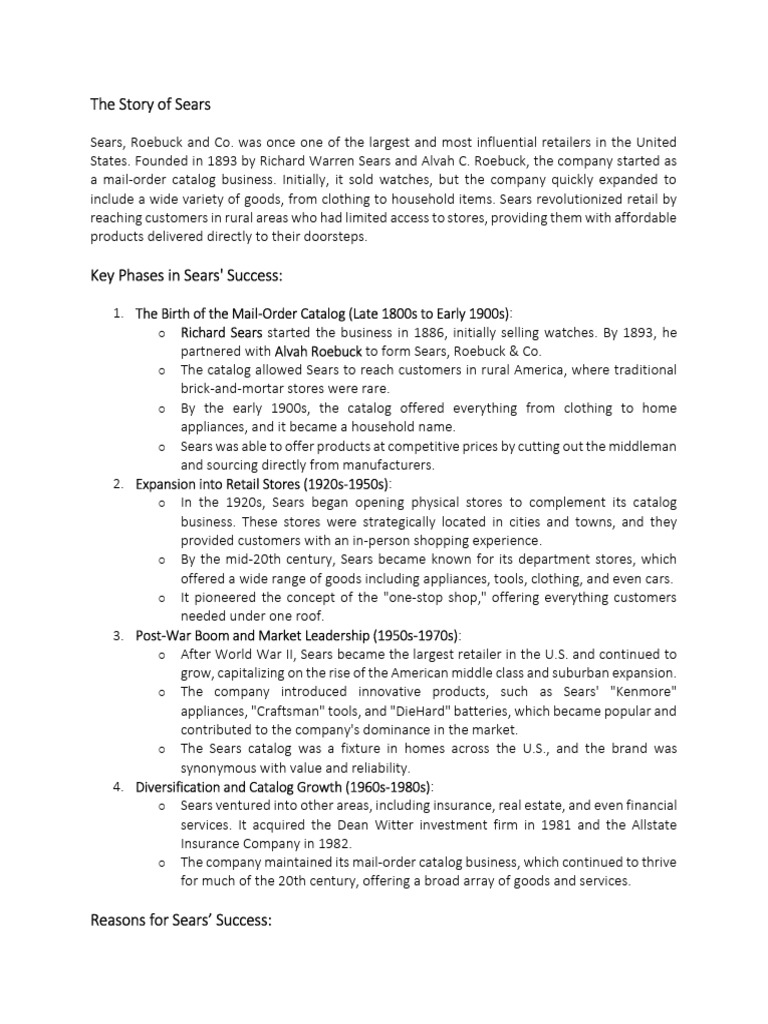 SEARS-CASE-STUDY | PDF | Sears | Retail
