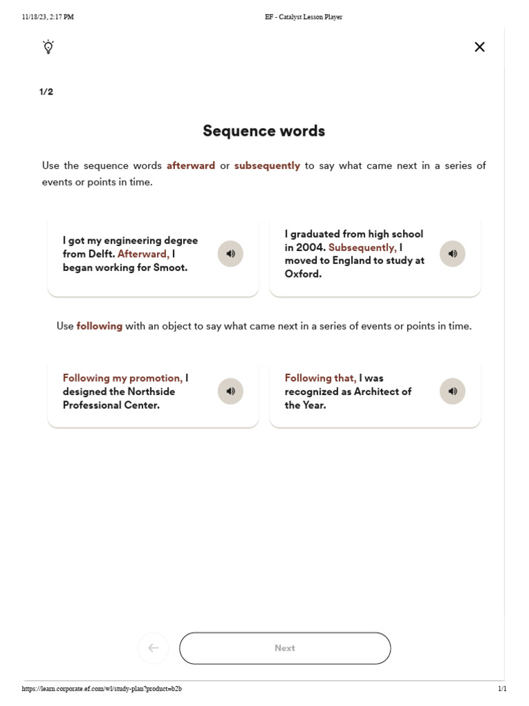 Sequence Words for Professionals | PDF