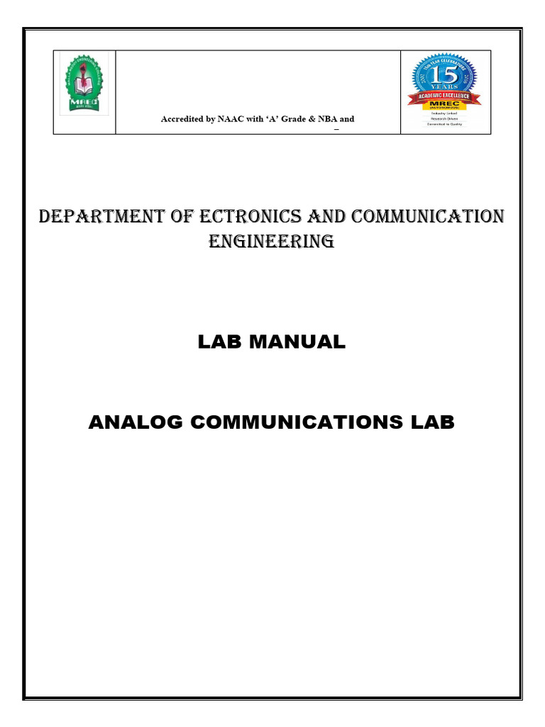 Analog Communication LAB MANUAL | PDF | Modulation | Detector (Radio)