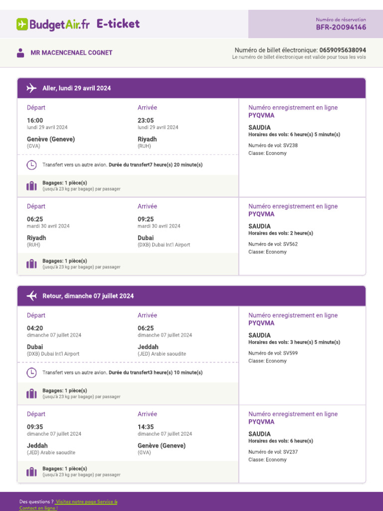 GVA-DXB Eticket | PDF