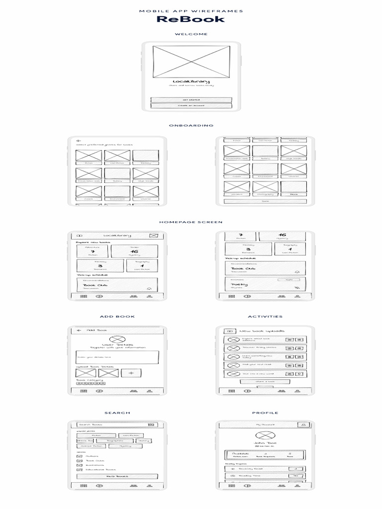 Mobile App Wireframes ReBook Copy (1) | PDF
