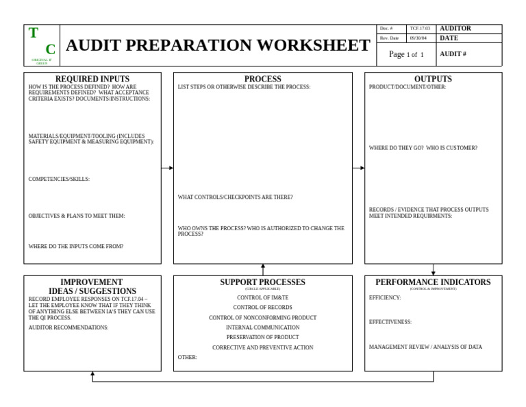 Audit Preparation Worksheet | PDF | Audit | Performance Indicator