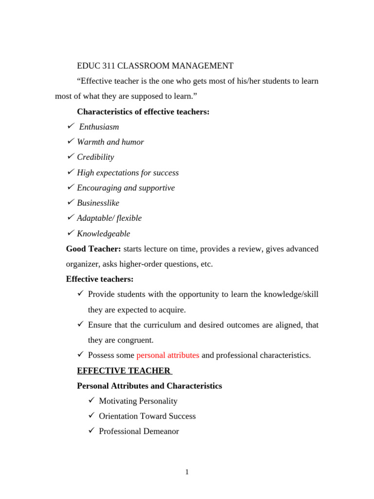 Effective Classroom Management Strategies | PDF | Teachers | Reinforcement