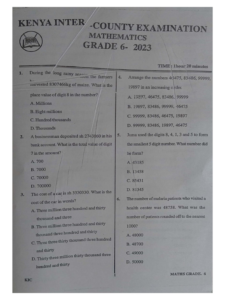 Grade 6 Endterm 2 S1 Exam 2023 | PDF