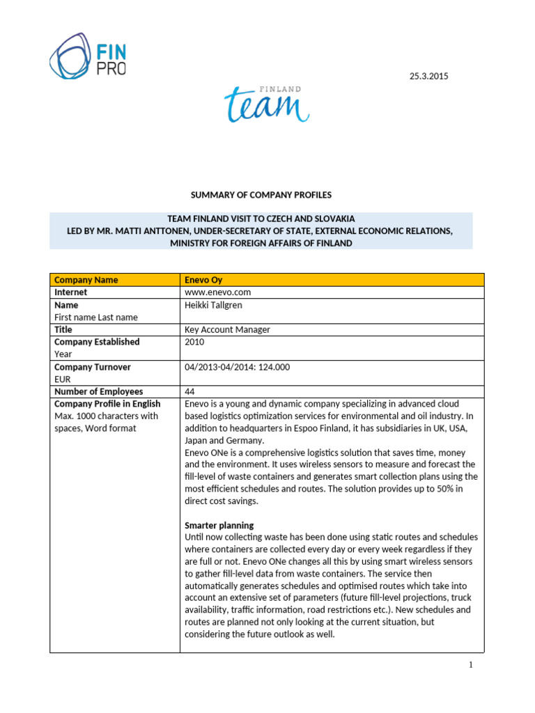 Template for Company Profile | PDF | Logistics