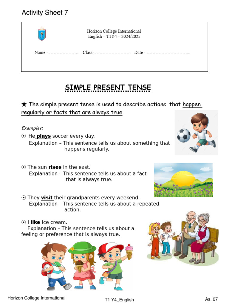 worksheet - simple present tense | PDF | Subject (Grammar) | Linguistic ...