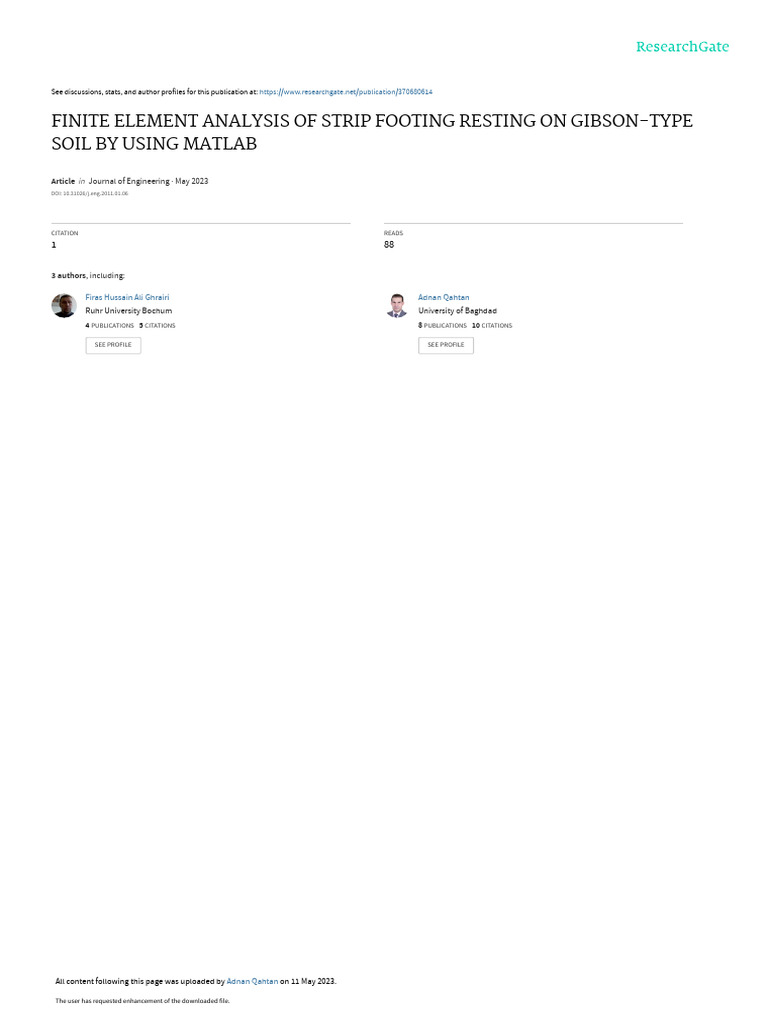 Finite Element Analysis of Strip Footing Resting On Gibson-Type Soil by Using Matlab | PDF ...