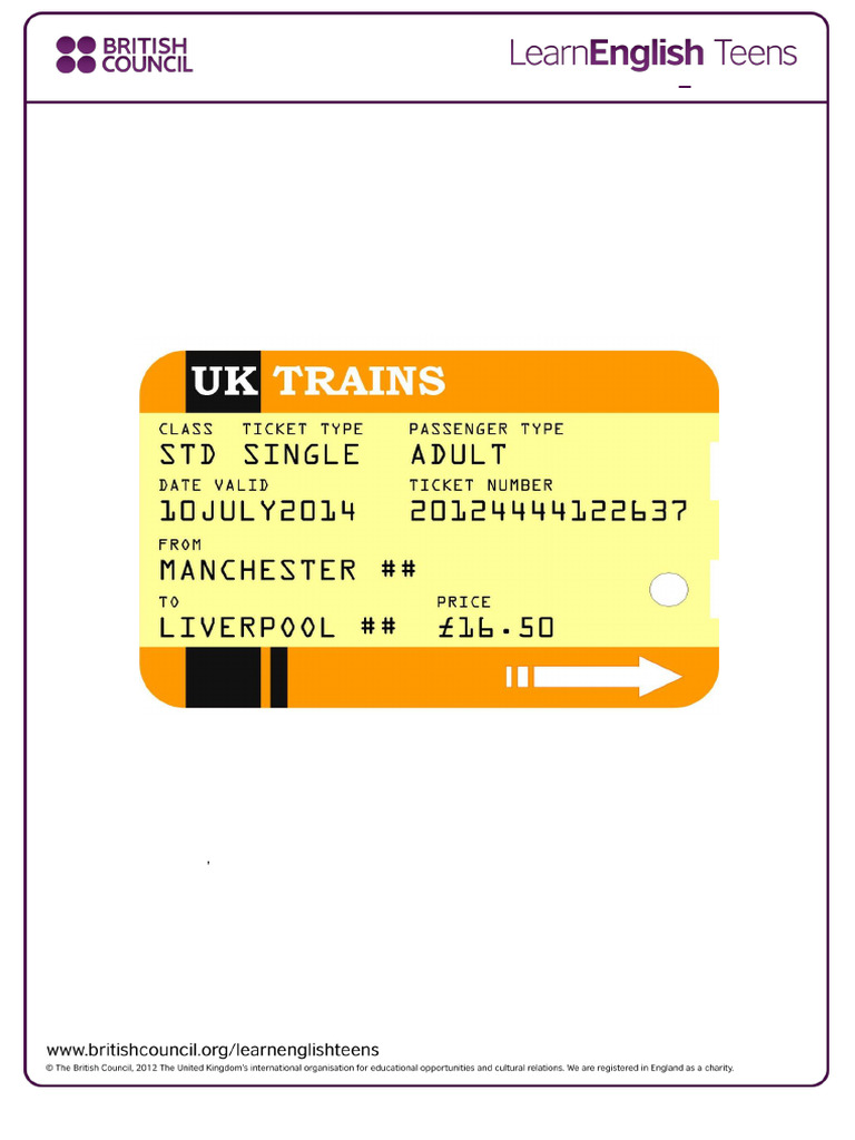 Train Ticket Reading Exercises | PDF