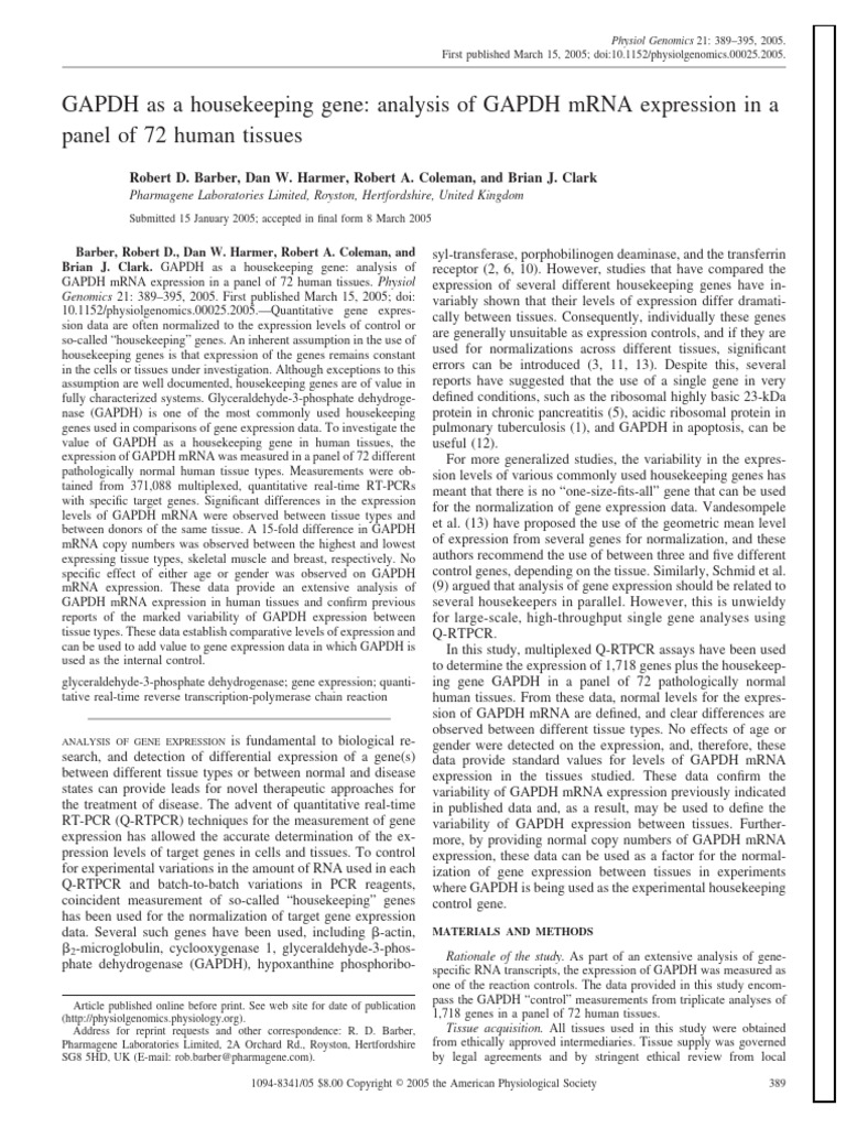 GAPDH-in-72-tissue | PDF | Gene Expression | Reverse Transcription ...
