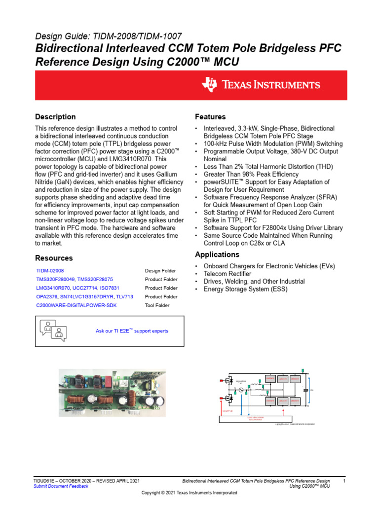 Tidud61e Totempole Datasheet | PDF | Power Inverter | Electrical Engineering