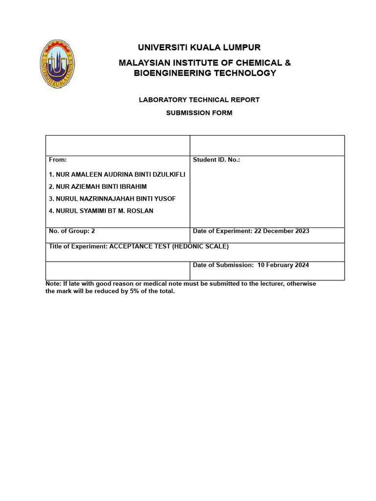 Hedonic Scale Sensory Evaluation Report | PDF | Taste | Perception