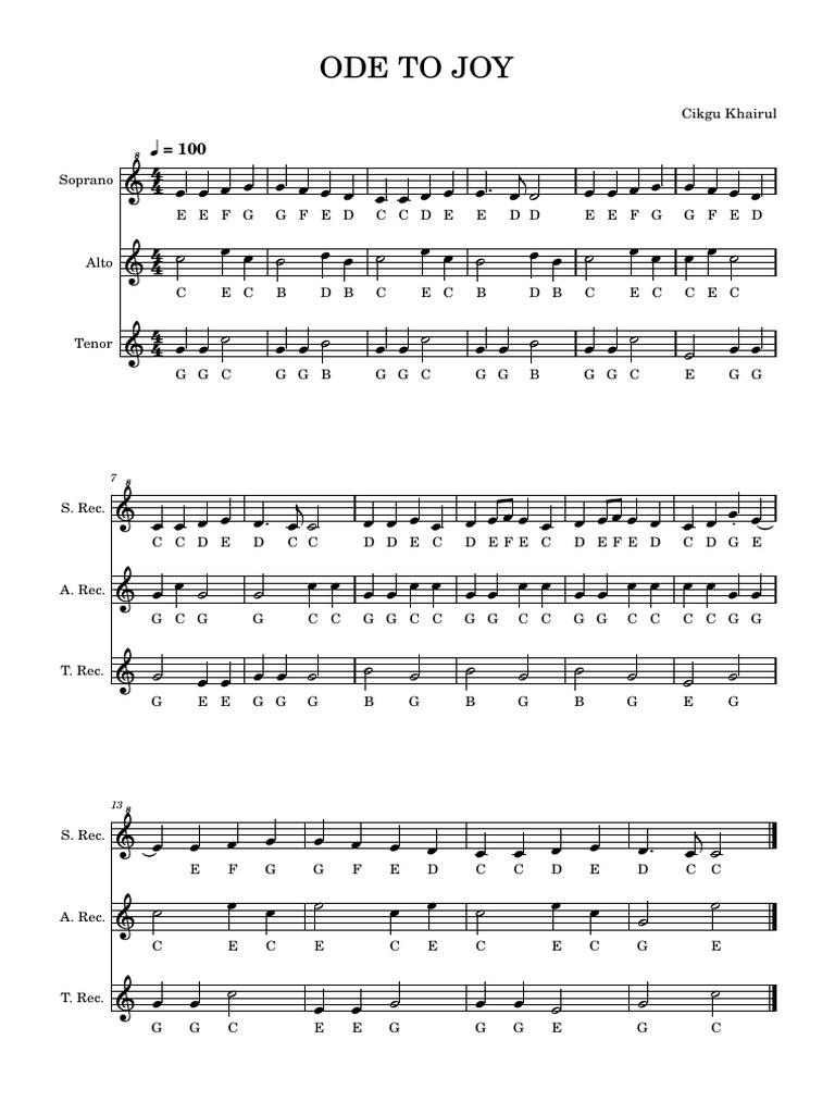 ODE TO JOY (FULL) | PDF | Choral Music | Choral Compositions