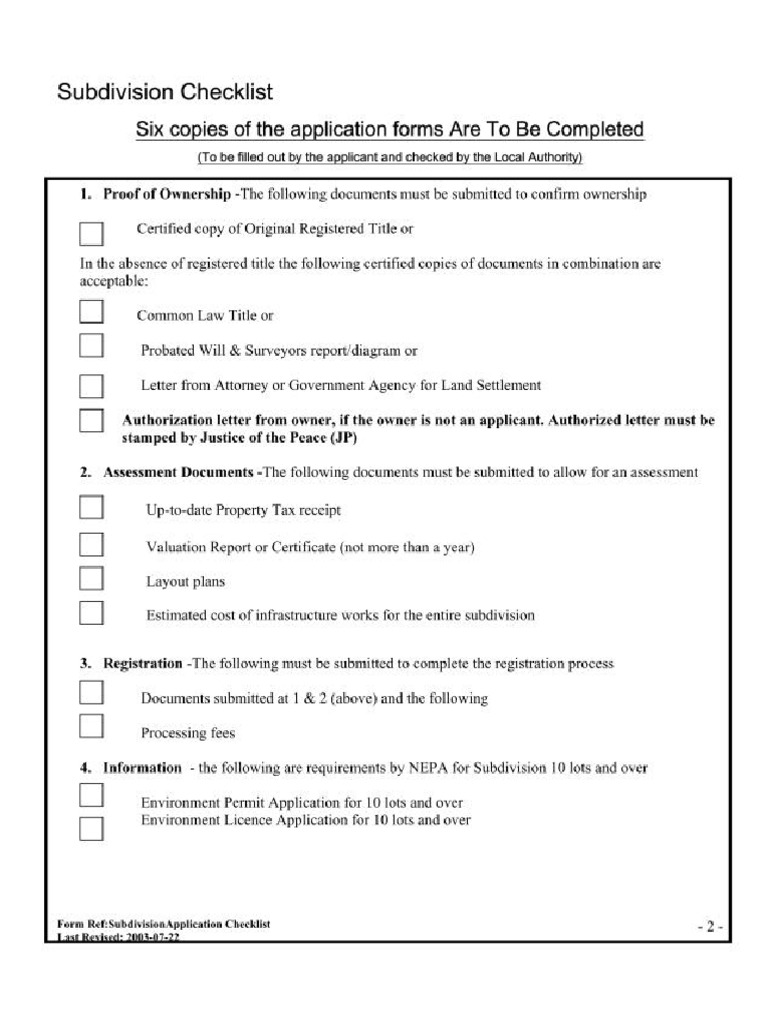 Subdivision Checklist Application Form Final | PDF | Sewage Treatment ...