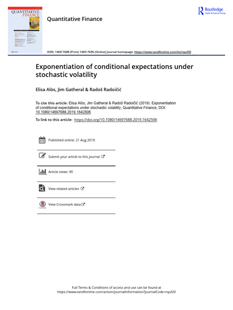 Exponentiation of Conditional Expectations Under Stochastic Volatility - Gatheral - Radoicic ...