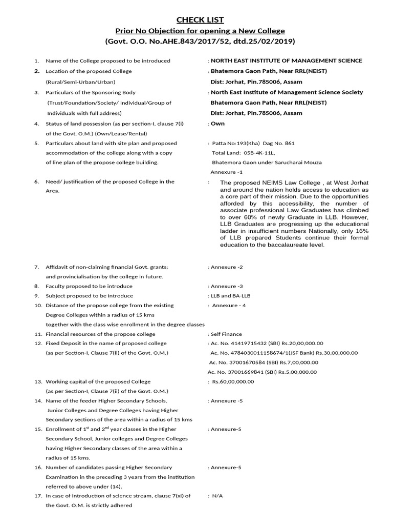 Check List Higher Eductaion | PDF | Qualifications | Vocational Education