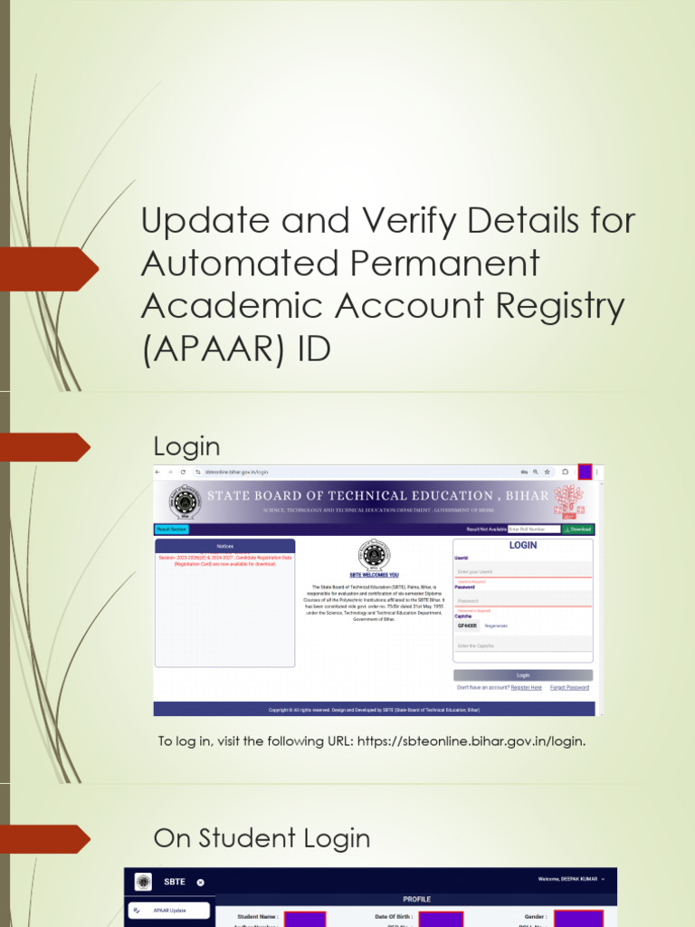 Update and Verify Details For Automated Permanent Academic | PDF