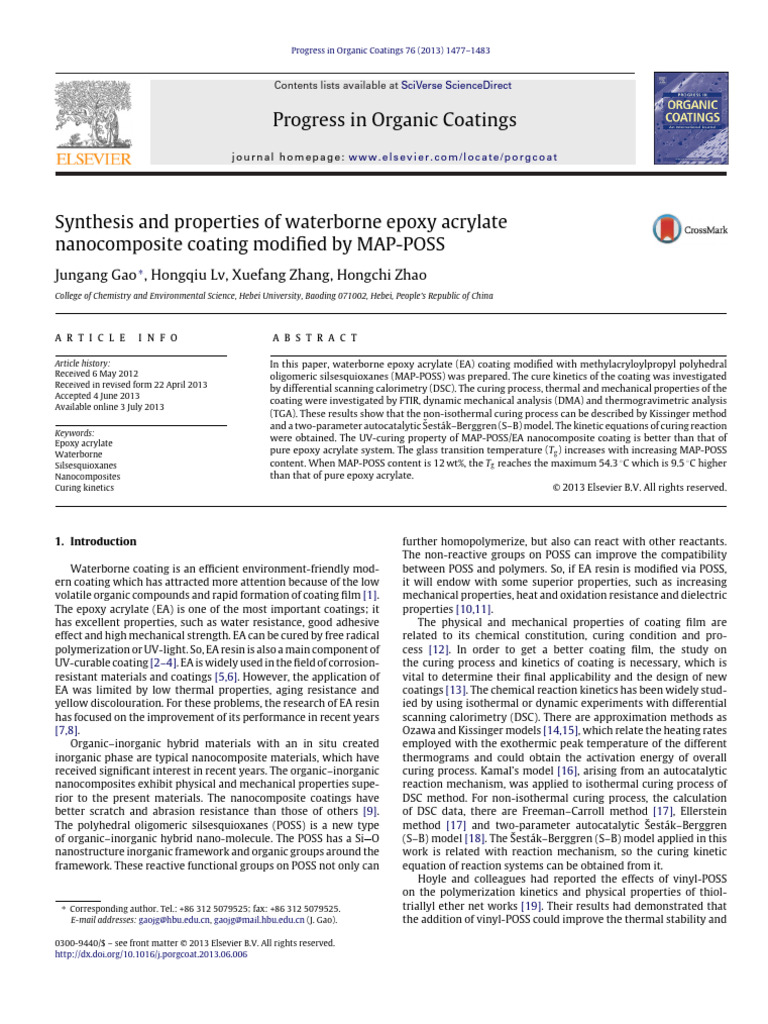 Synthesis and properties of waterborne epoxy acrylate nanocomposite ...