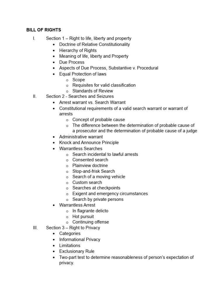 BILL OF RIGHTS Sec 1 3 | PDF