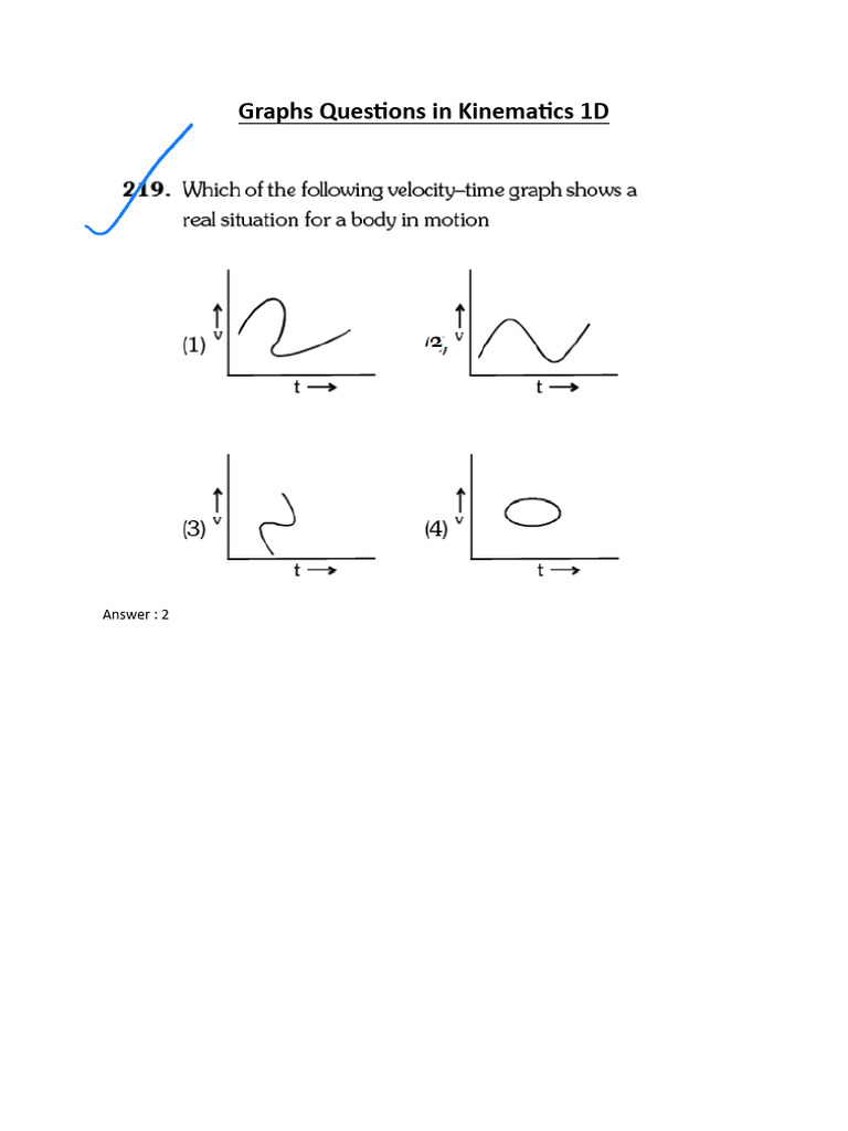 Graph Questions - Kinematics 1D | PDF