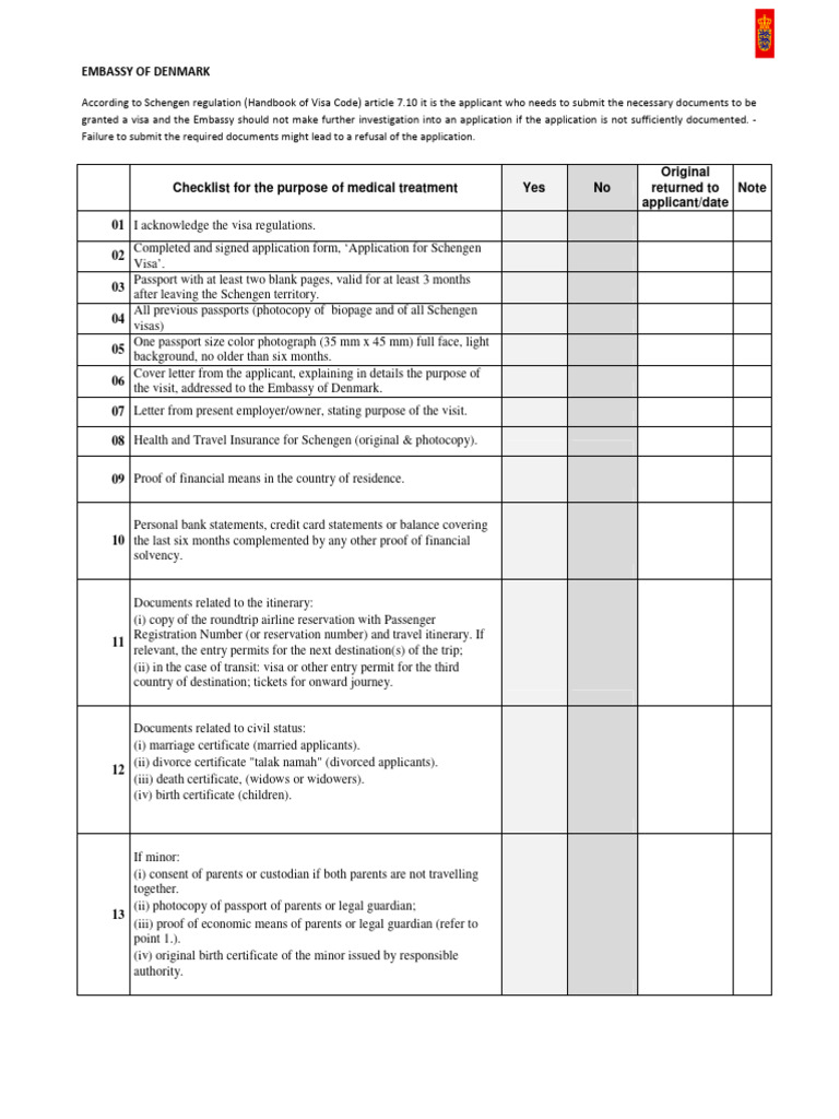Medical Visa Checklist New | PDF | Travel Visa | Passport