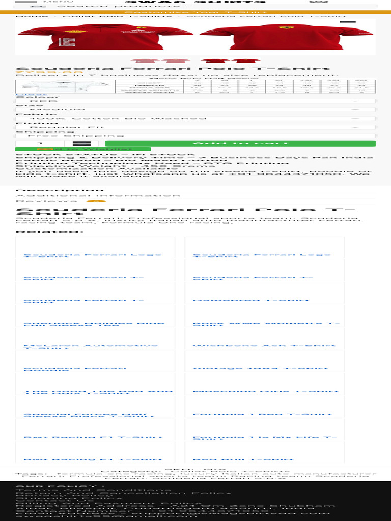 Scuderia Ferrari Polo T-Shirt Swag Shirts | PDF | T Shirt | Formula One