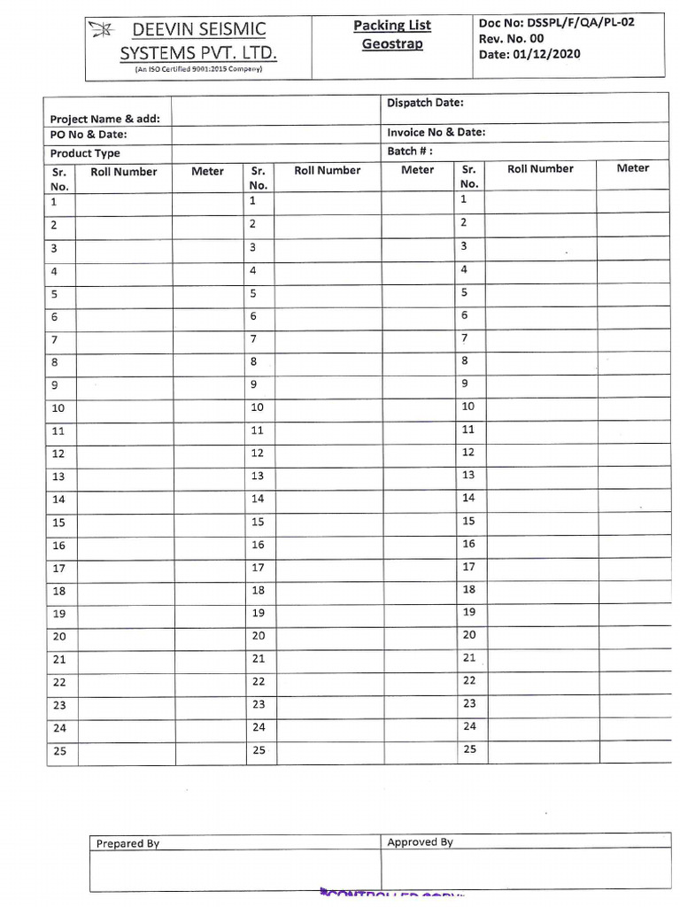 Paking Lists of Geostrap | PDF