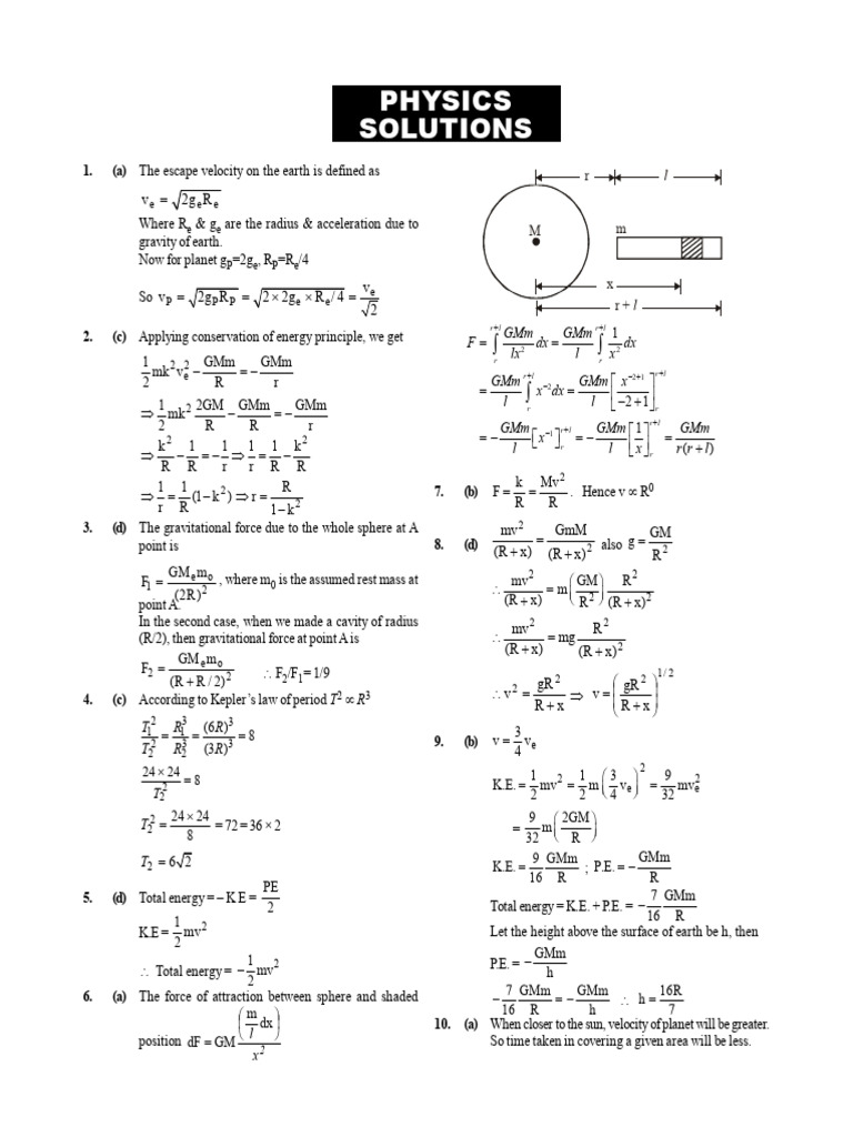 Gravitation Solutions | PDF | Nature | Physical Quantities