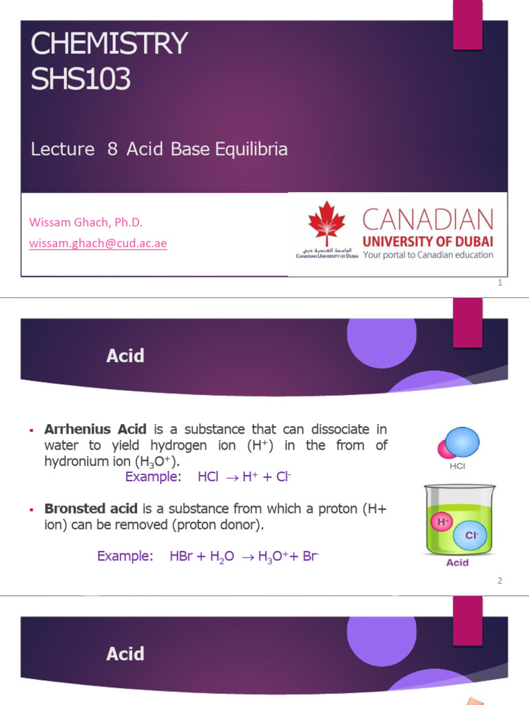 Lecture 8 - Acids and Bases | PDF | Ph | Acid