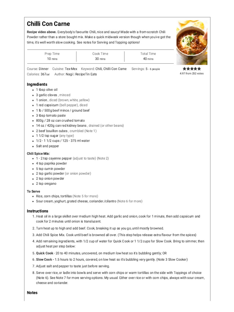 RecipeTin Eats: Chilli Con Carne | PDF | Chili Con Carne | Chili Pepper