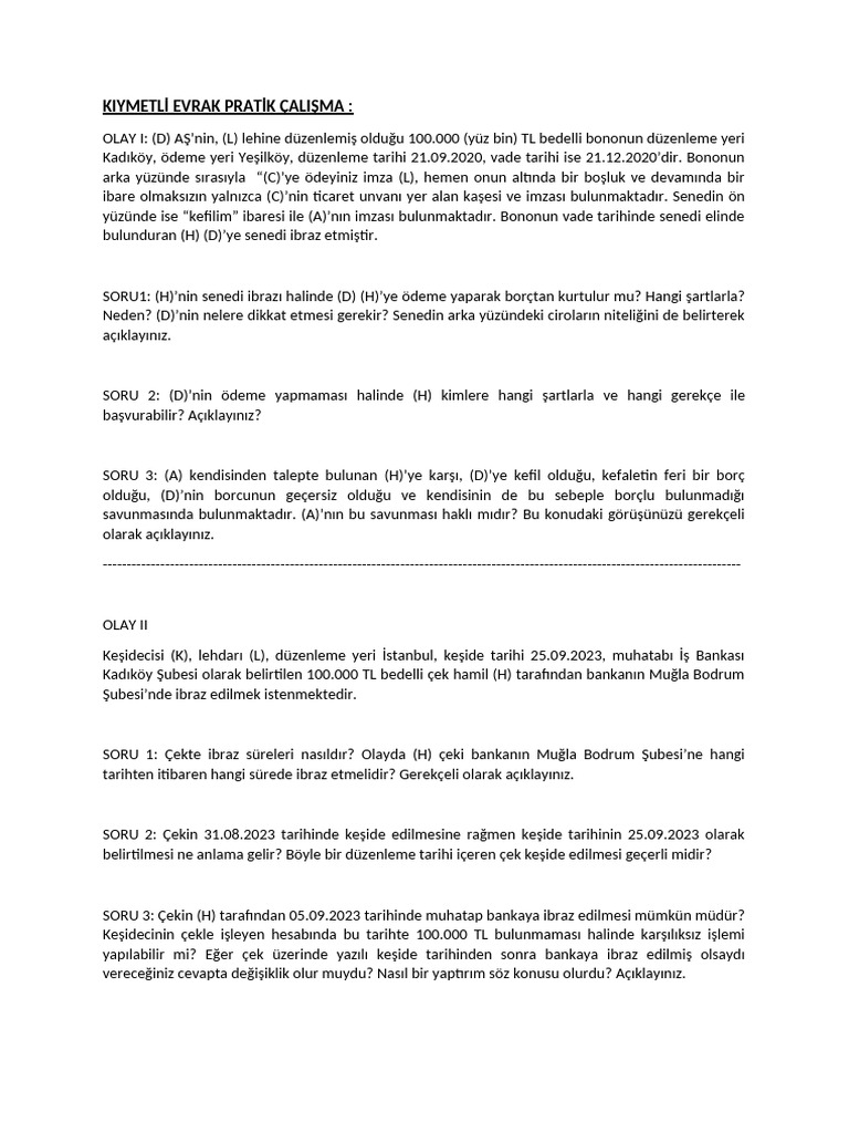 Kıymetli Evrak Pratik | PDF