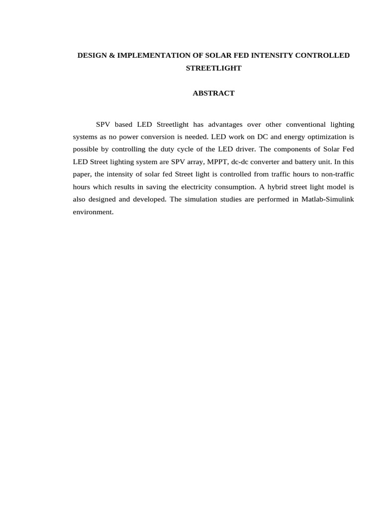 Solar-Powered Intensity-Controlled Streetlights | PDF | Rechargeable ...