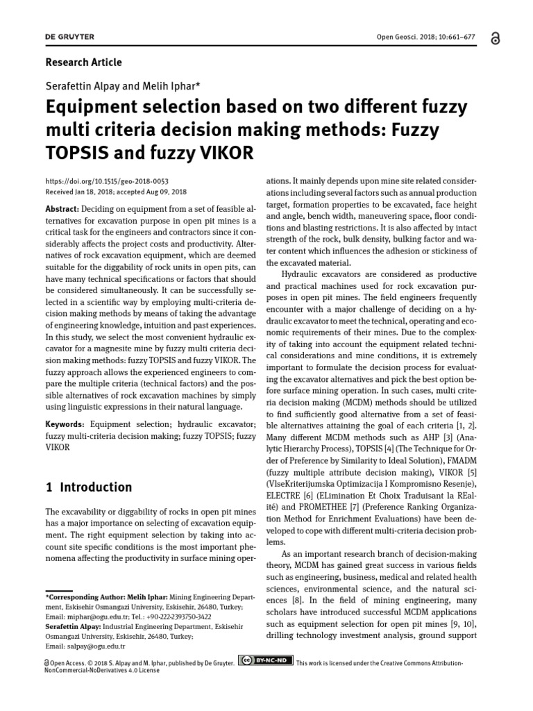 Equipment Selection Based On Two Differe | PDF