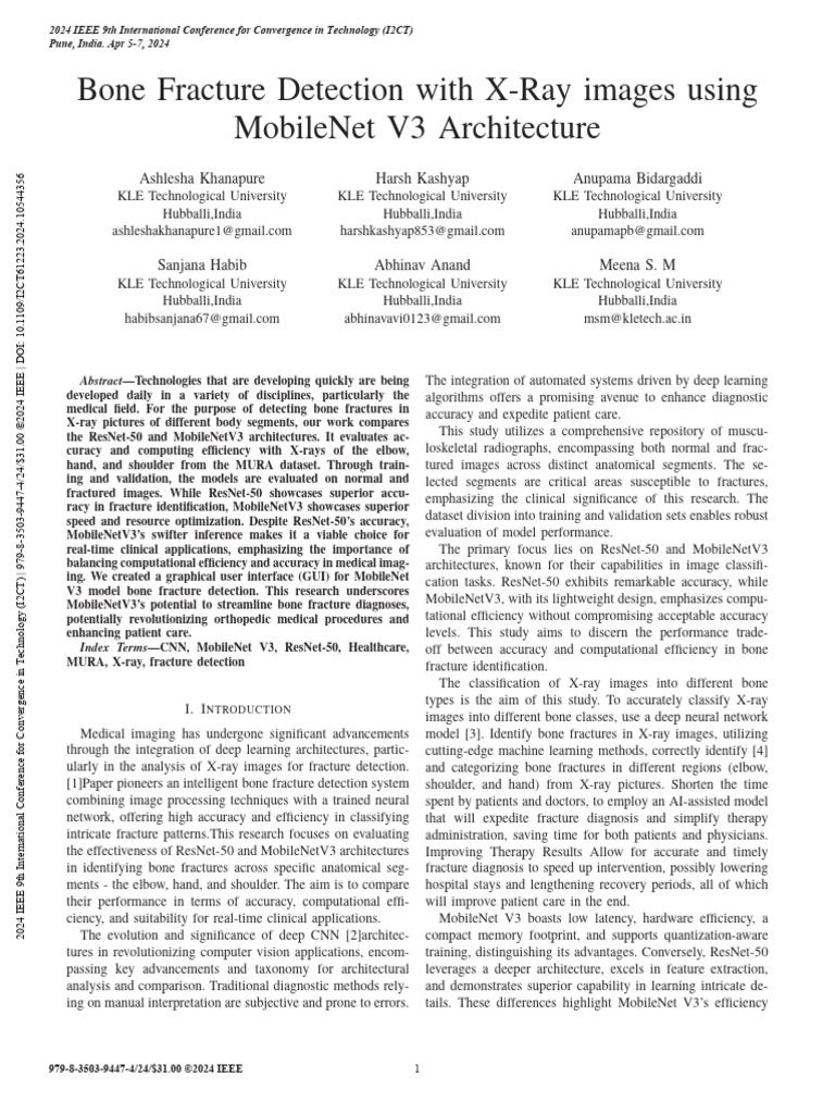 9 Bone Fracture Detection With X Ray Images Using Mobilenet V3 Architecture Pdf Deep