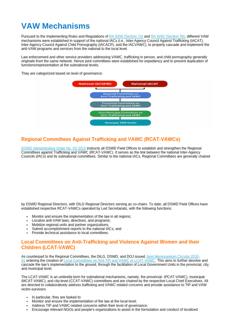 VAW Mechanisms | PDF | Governance | Justice