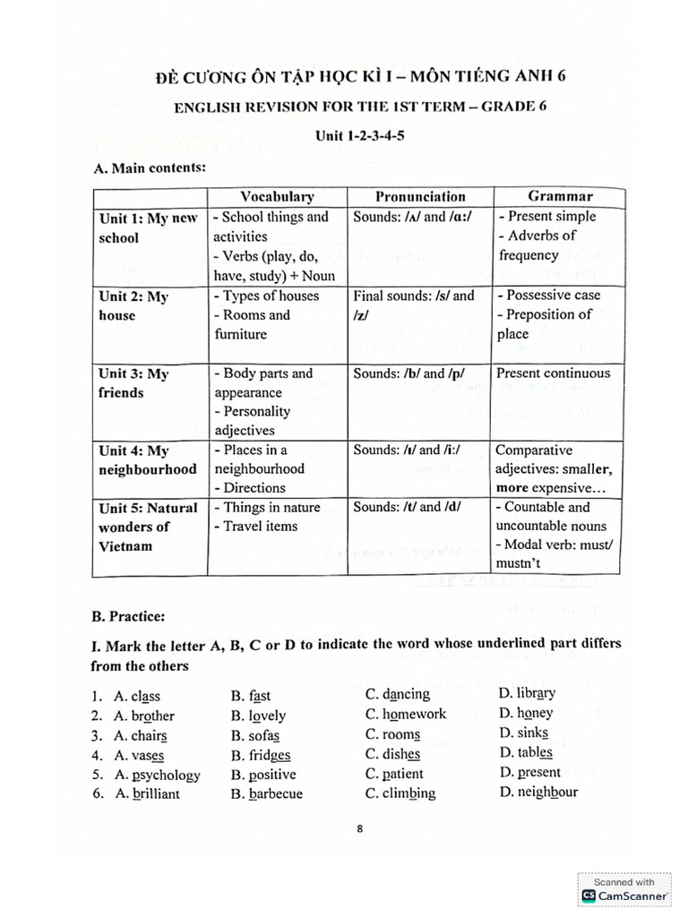(11.12) TA6 Ôn Tập Cuối Kì 1 | PDF