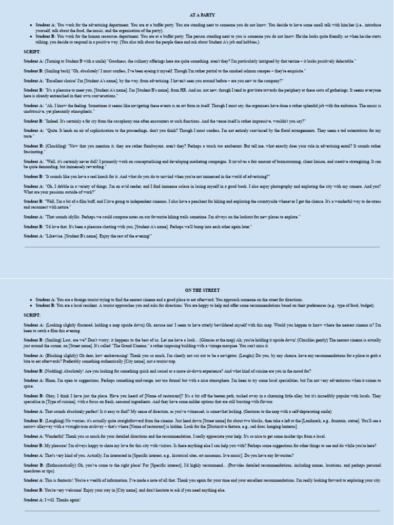 Conversation Scripts | PDF | Common Cold