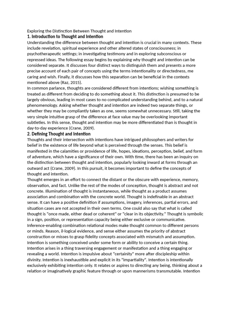 Exploring The Distinction Between Thought and Intention | PDF | Thought ...