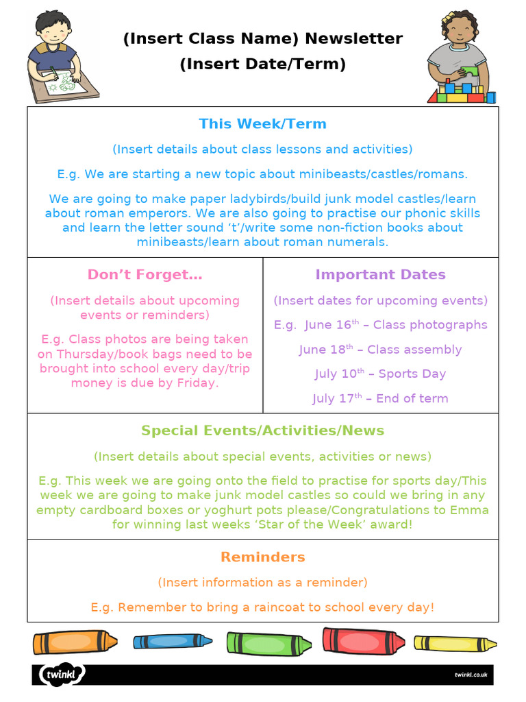 Middle School Newsletter Template | PDF