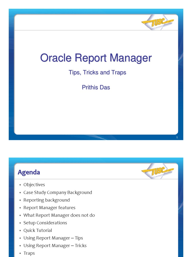 Oracle Report Manager Tips & Tricks | PDF | Business | Computers