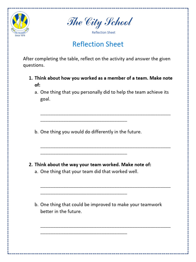 Reflection Sheet (1) | PDF