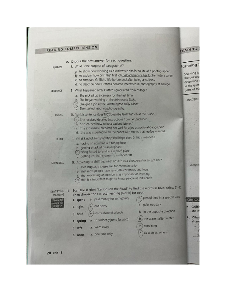 1B Reading Explorer 4 (Third Edition) Answer | PDF