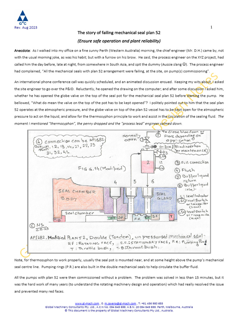The Story of Failing Mechanical Seal Plan 52 1691387590 | PDF | Pump ...